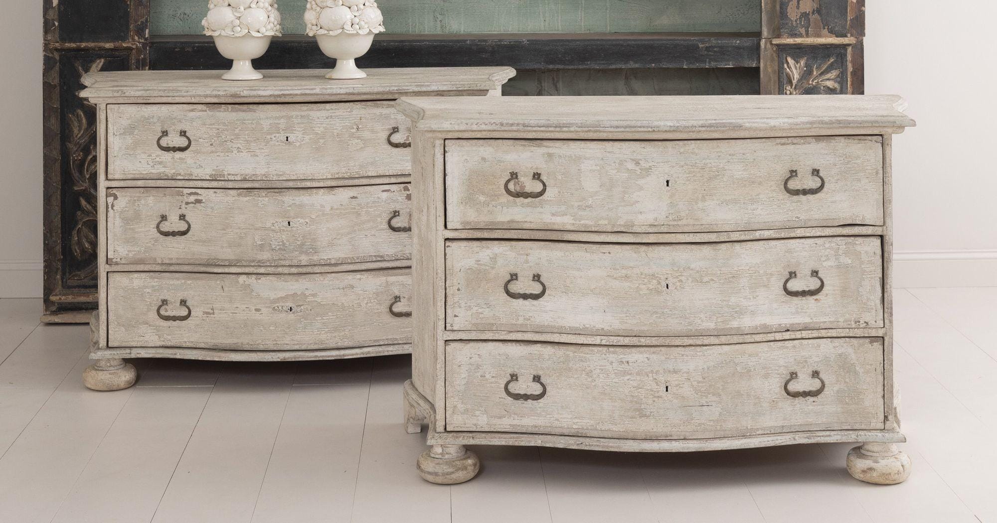 Pair of Large Painted Italian Baroque Style Commodes - Maison & Co.